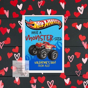 EDITABLE Hot Wheels, Monster Truck, Car Valentine Cards, Kid Valentine ...