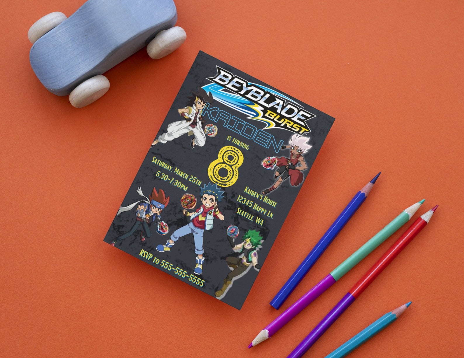 Beyblade Birthday Invitation Template, Kids Party Invite (digital) - Etsy