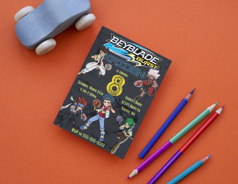 Beyblade Birthday Invitation Template, Kids Party Invite (digital) - Etsy