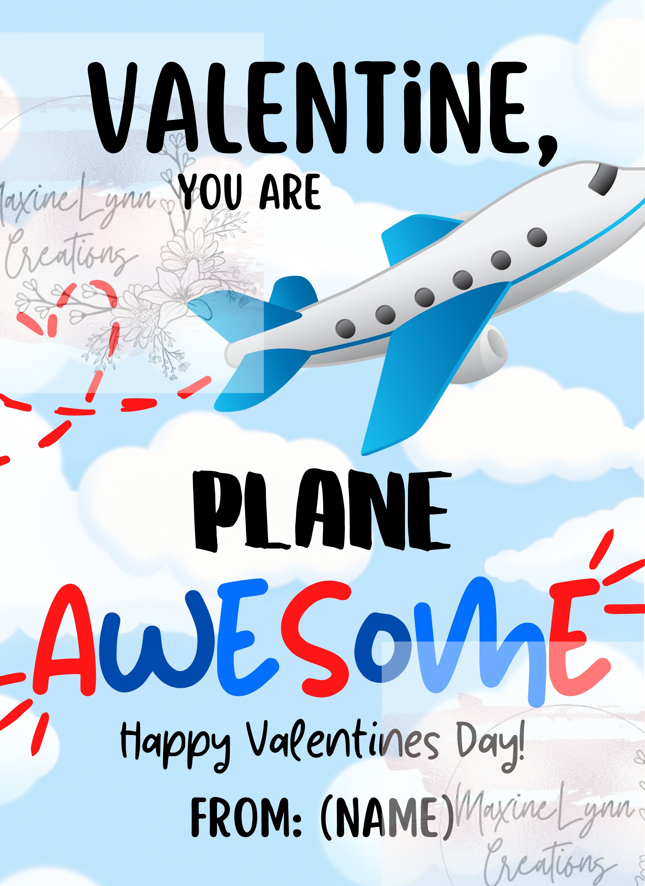 Editable Airplane Valentine's Day Valentine You Are Plane Awesome ...