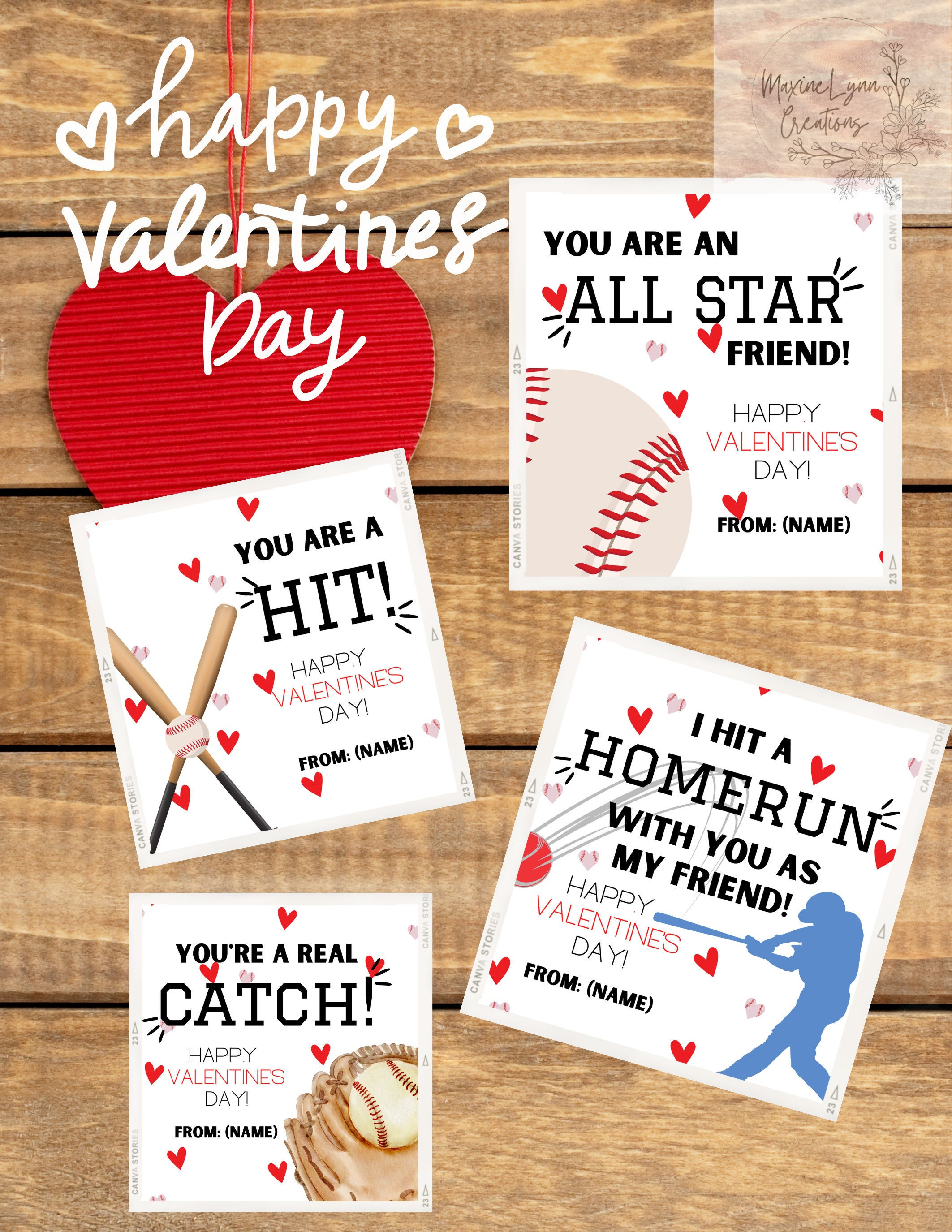 EDITABLE Valentine Cards for Kids, Baseball Valentine Cards, Sports ...
