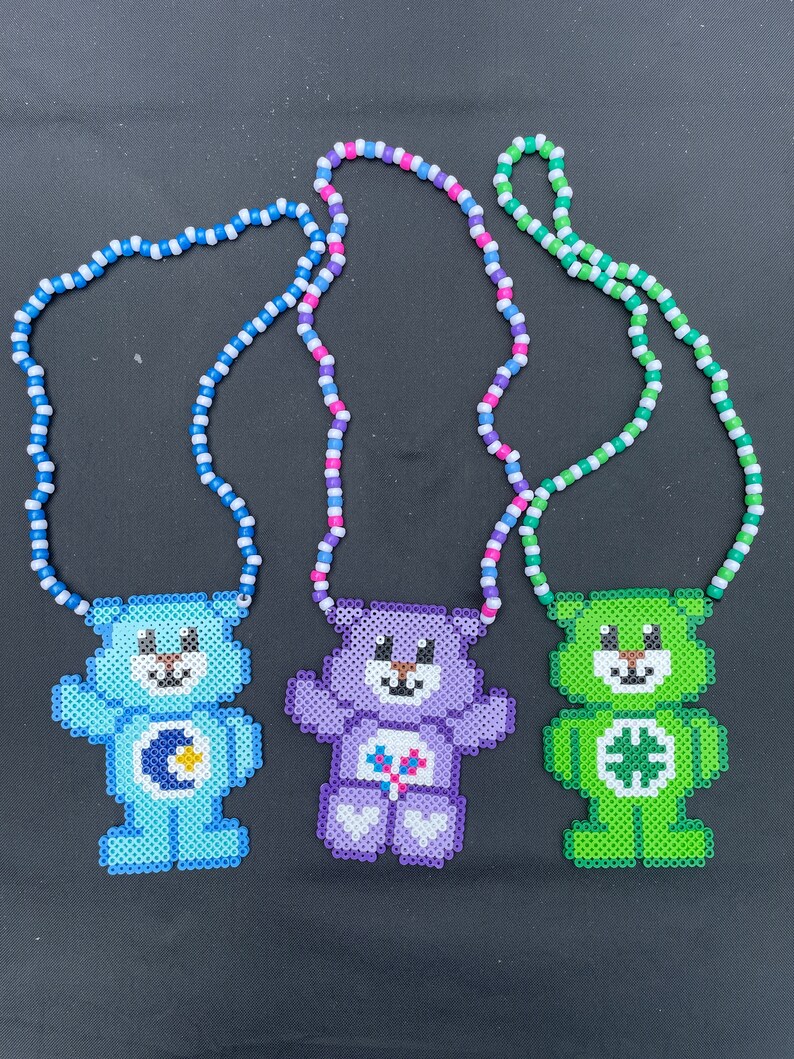 Care Bears Kandi Necklace Perler Raves Rave Trading Candy - Etsy