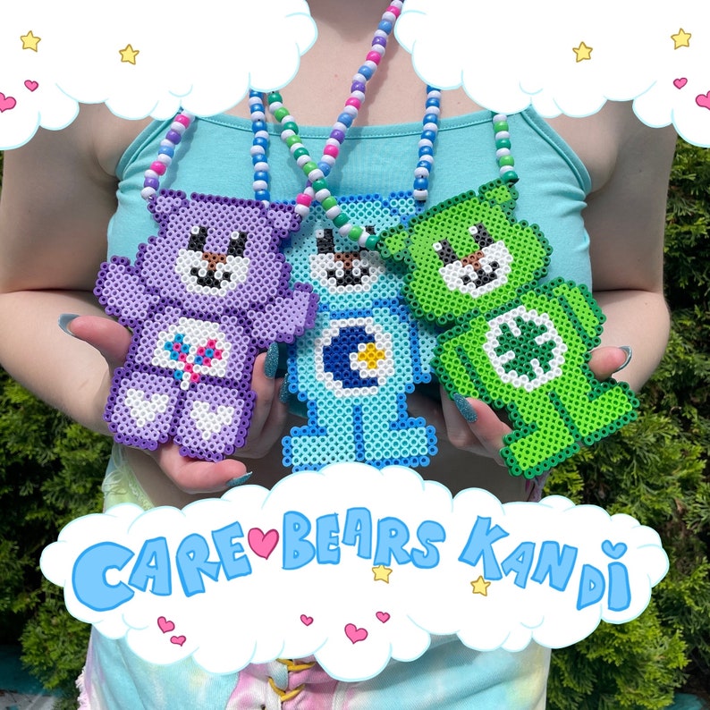 Care Bears Kandi Necklace Perler Raves Rave Trading Candy EDM EDC Lost ...