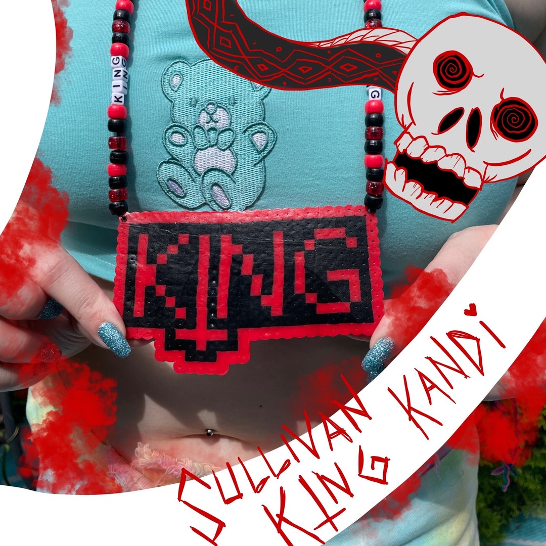 KANDI NECKLACE // Sullivan King // Perler Bead Kandi Necklace - Etsy