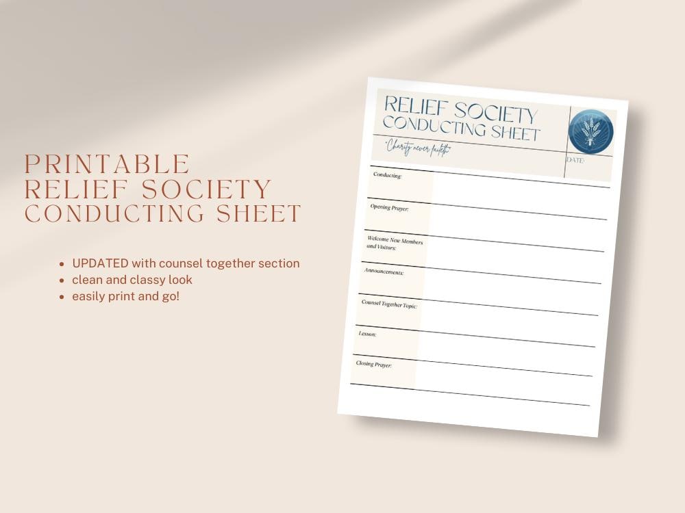 Relief Society Conducting Sheet Counsel Together Conducting Lesson ...