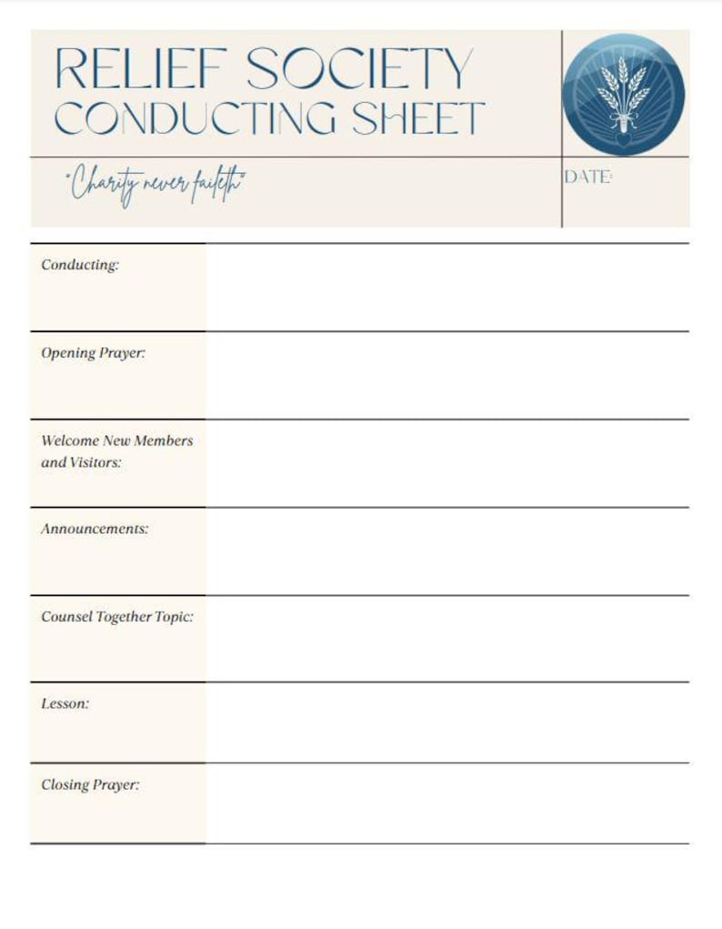 Relief Society Conducting Sheet Counsel Together Conducting Lesson ...