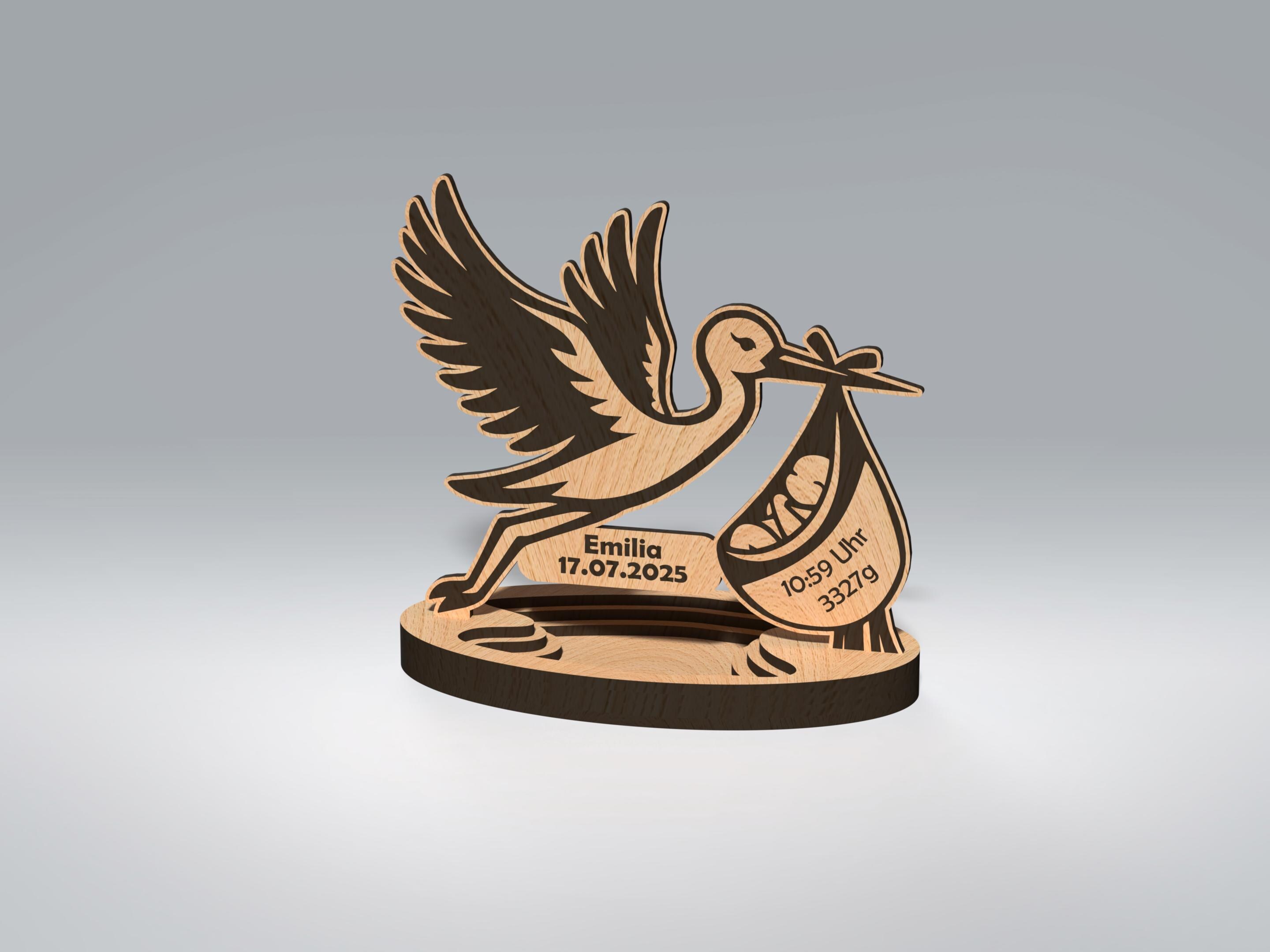 Laser Cut File Birth Keepsake Gift Laser File Stork Baby Gift Children ...