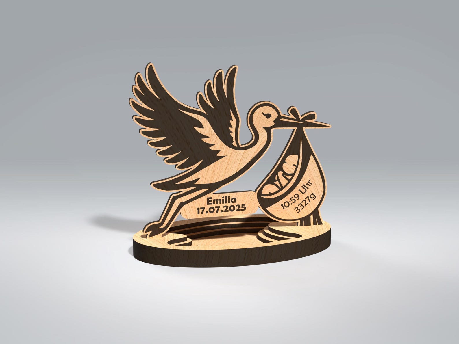 Laser Cut File Birth Keepsake Gift Laser File Stork Baby Gift Children ...