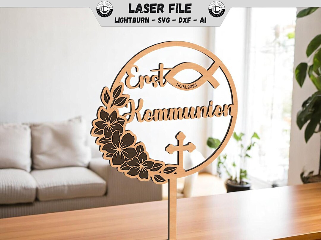 First Communion Cake Topper Laser File Confirmation Laser Cut File ...