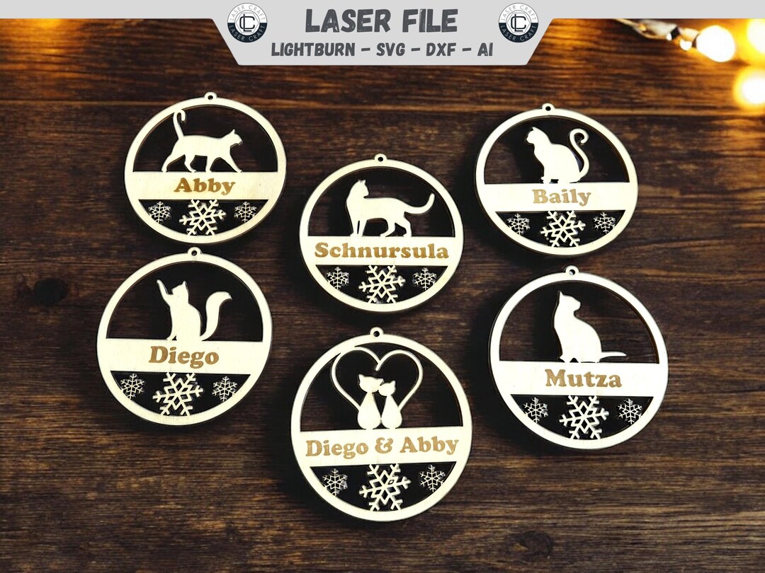 Christmas Cat Laser Cut File Christmas Tree Ornament SVG File Pet - Etsy