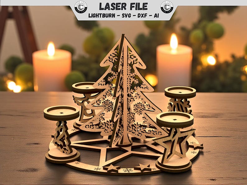 Advent Wreath Laser File Tealight Holder Laser Cut File Christmas ...