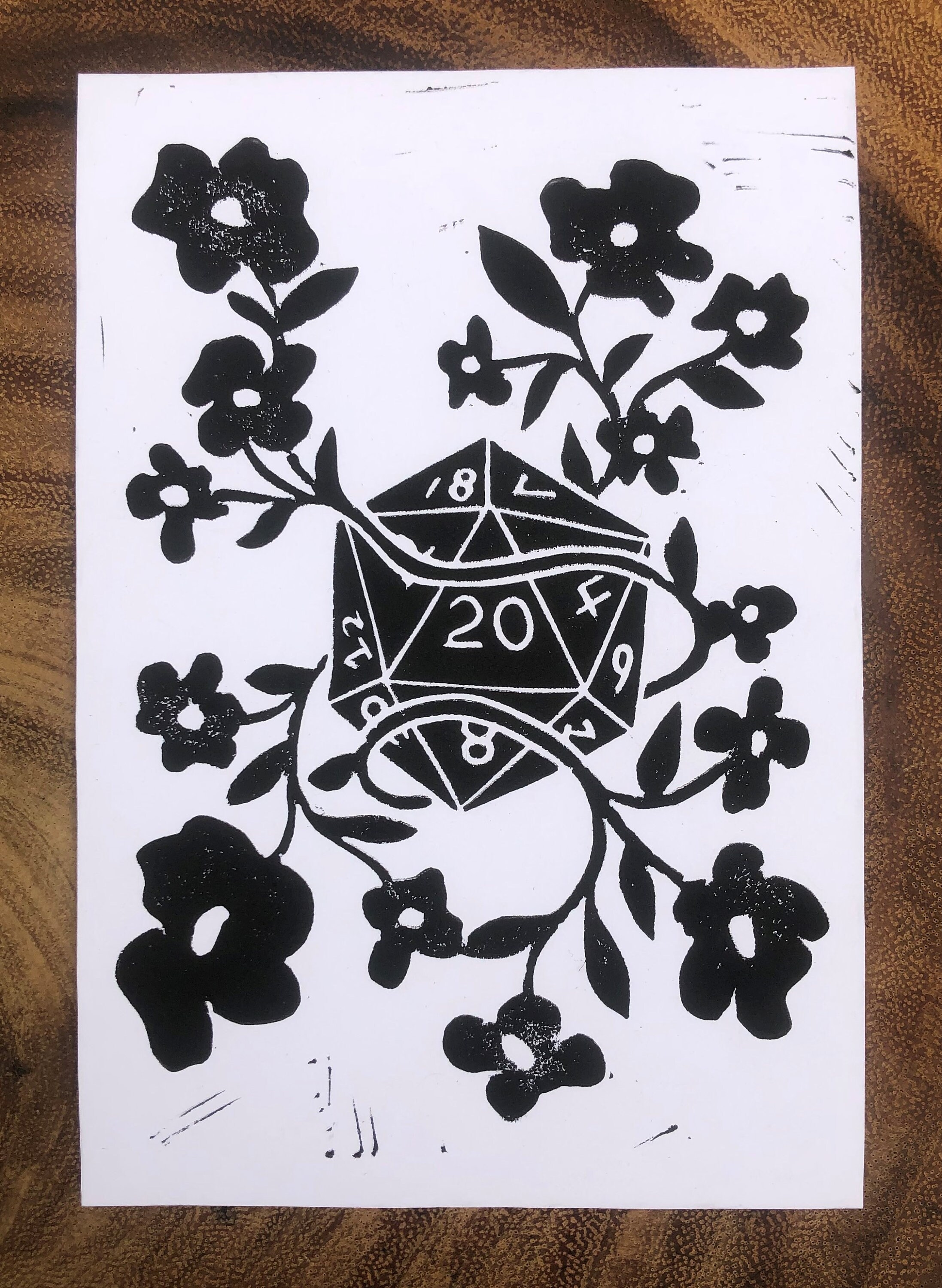 Natural Twenty D20 Hand Printed Linocut Print Dungeons & Dragons - Etsy