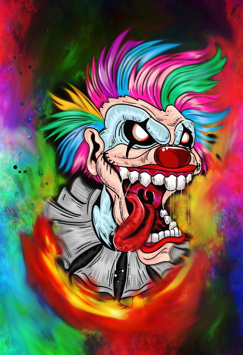 Crazy Evil Clown Poster | Colorful | Scary | Photo Lab Quality | 3 ...