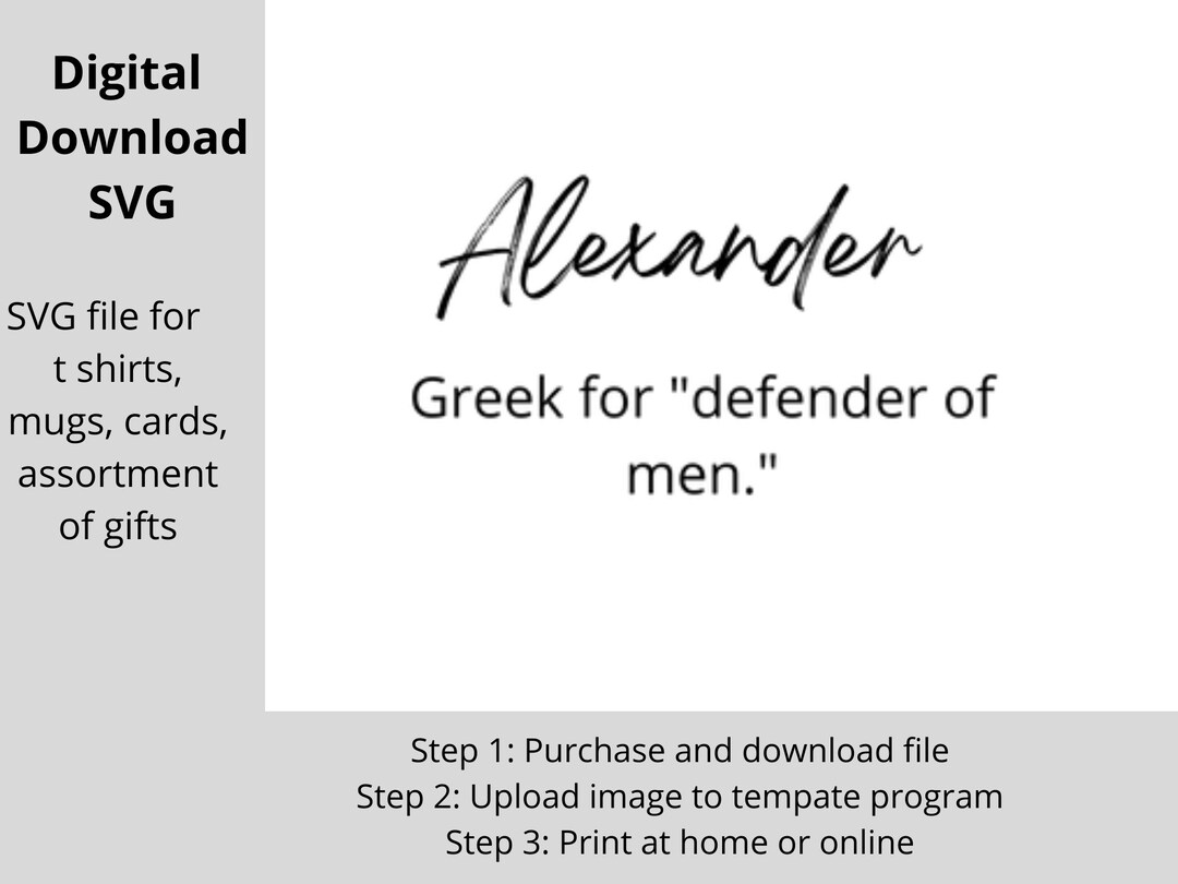 Alexander Name and Meaning SVG Digital Download - Etsy