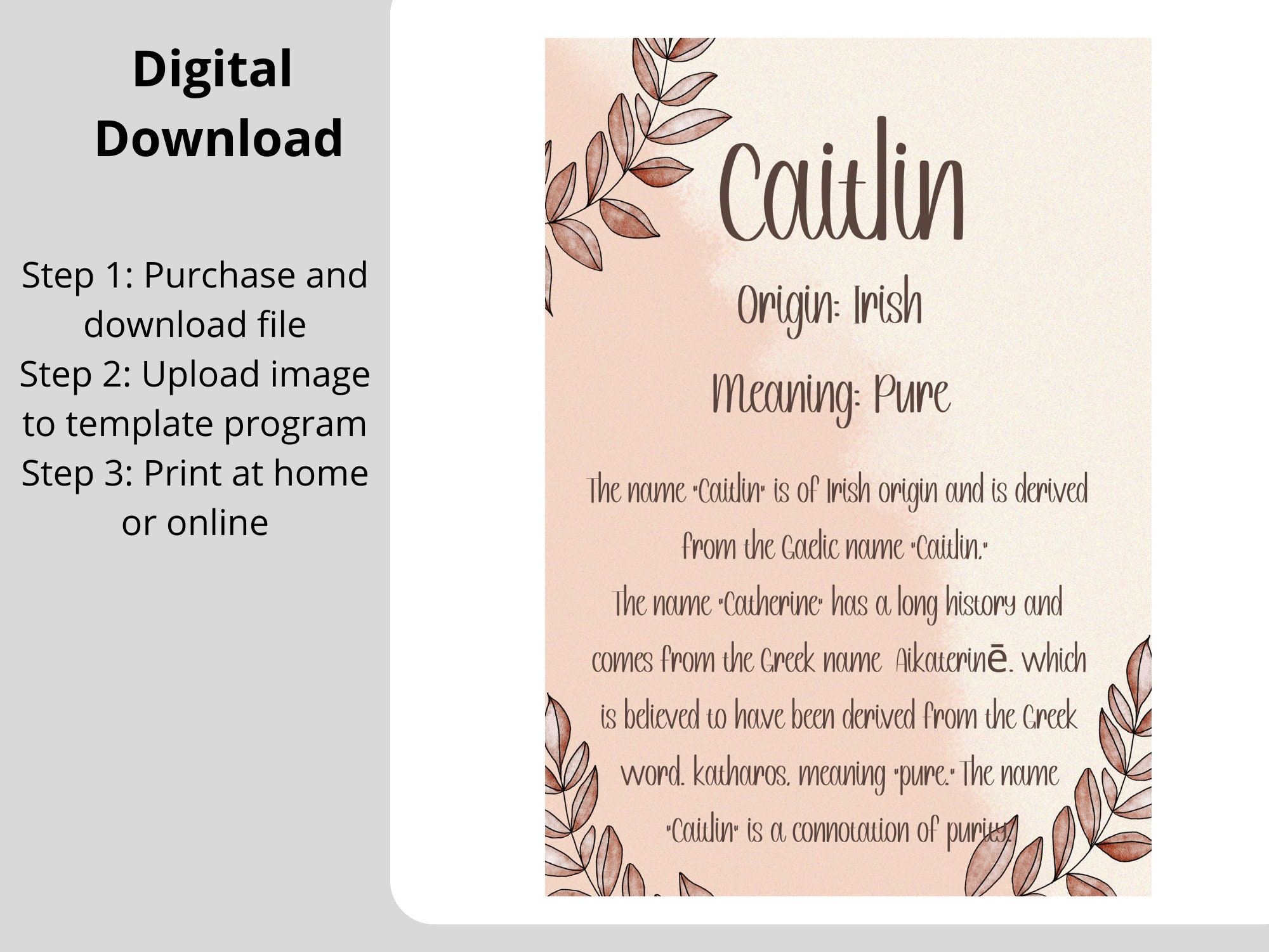 Caitlin Name Poster 300dpi Digital Download - Etsy