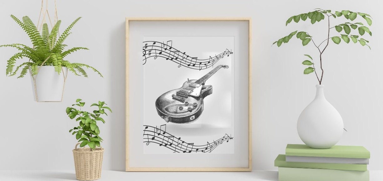 Music Guitar Printable Art Guitar Wall Print Guitar Vintage Guitar ...