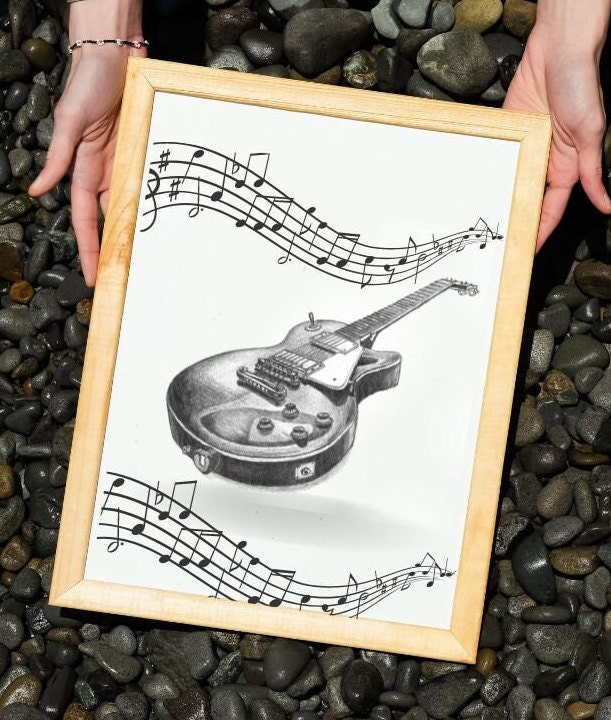 Music Guitar Printable Art Guitar Wall Print Guitar Vintage Guitar ...