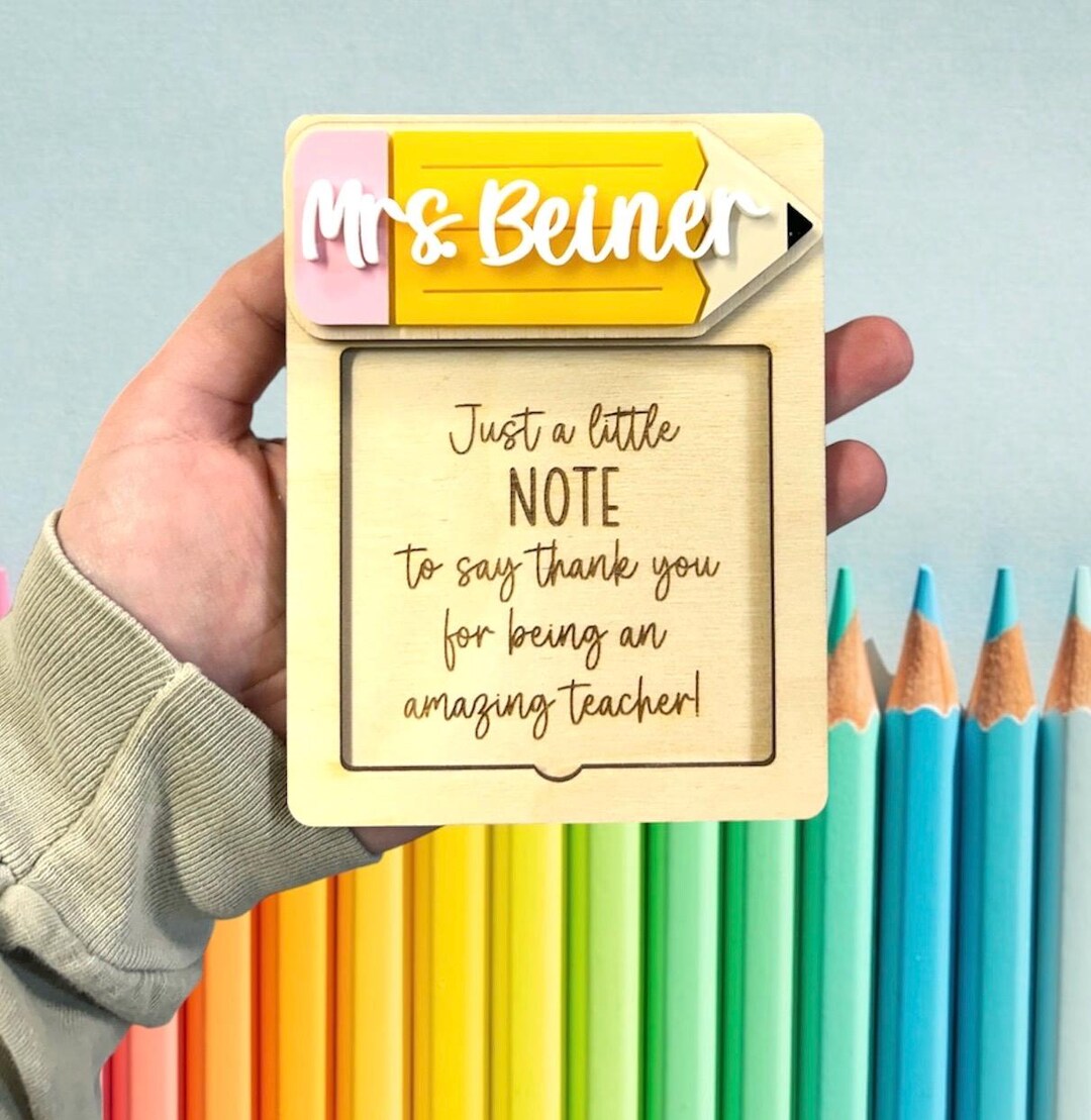 Personalized Sticky Note Holder | Teacher Application Gift | Wood Note ...
