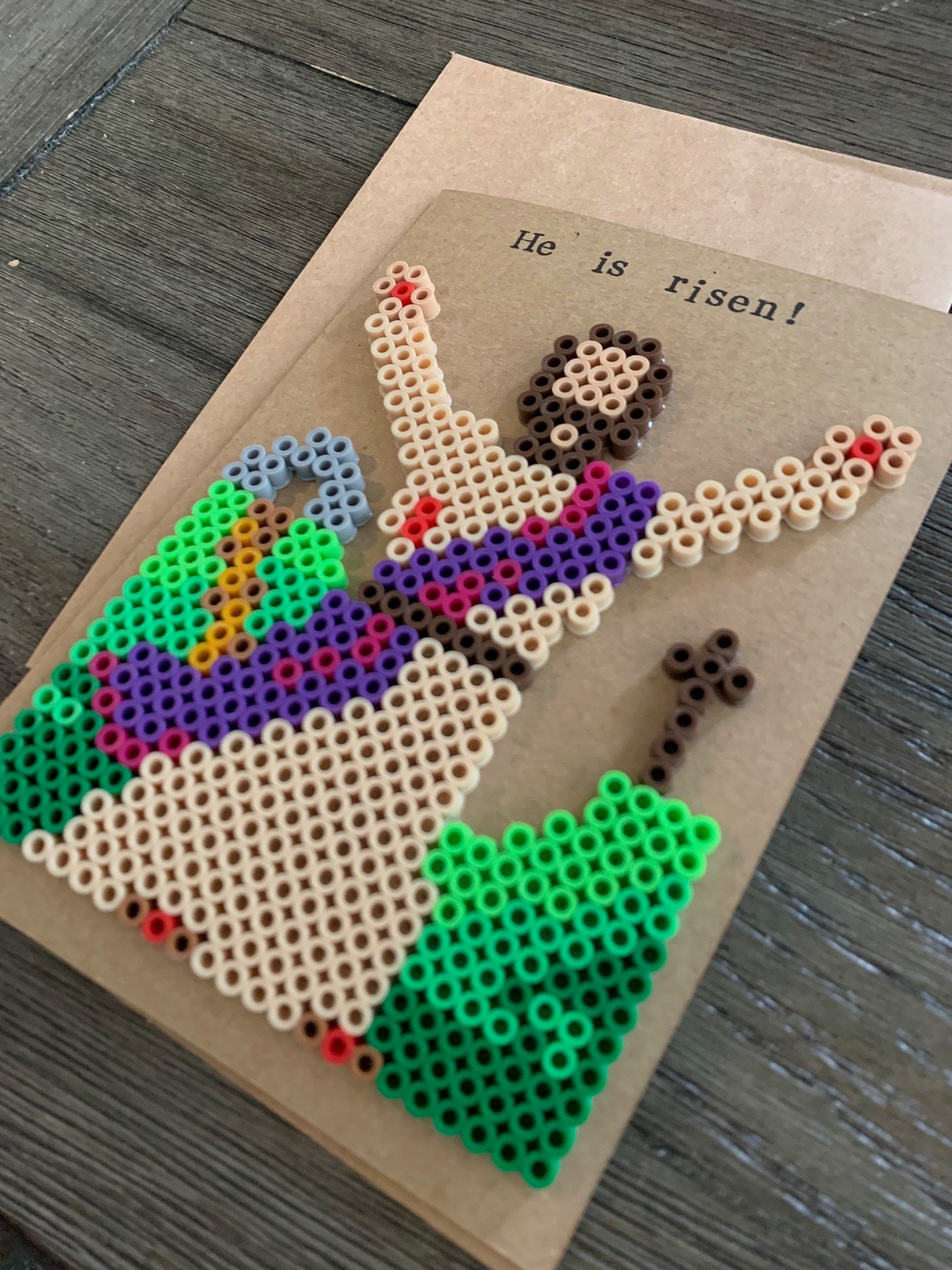 Easter Greeting Card, he is Risen Jesus 3D Perler Beads - Etsy