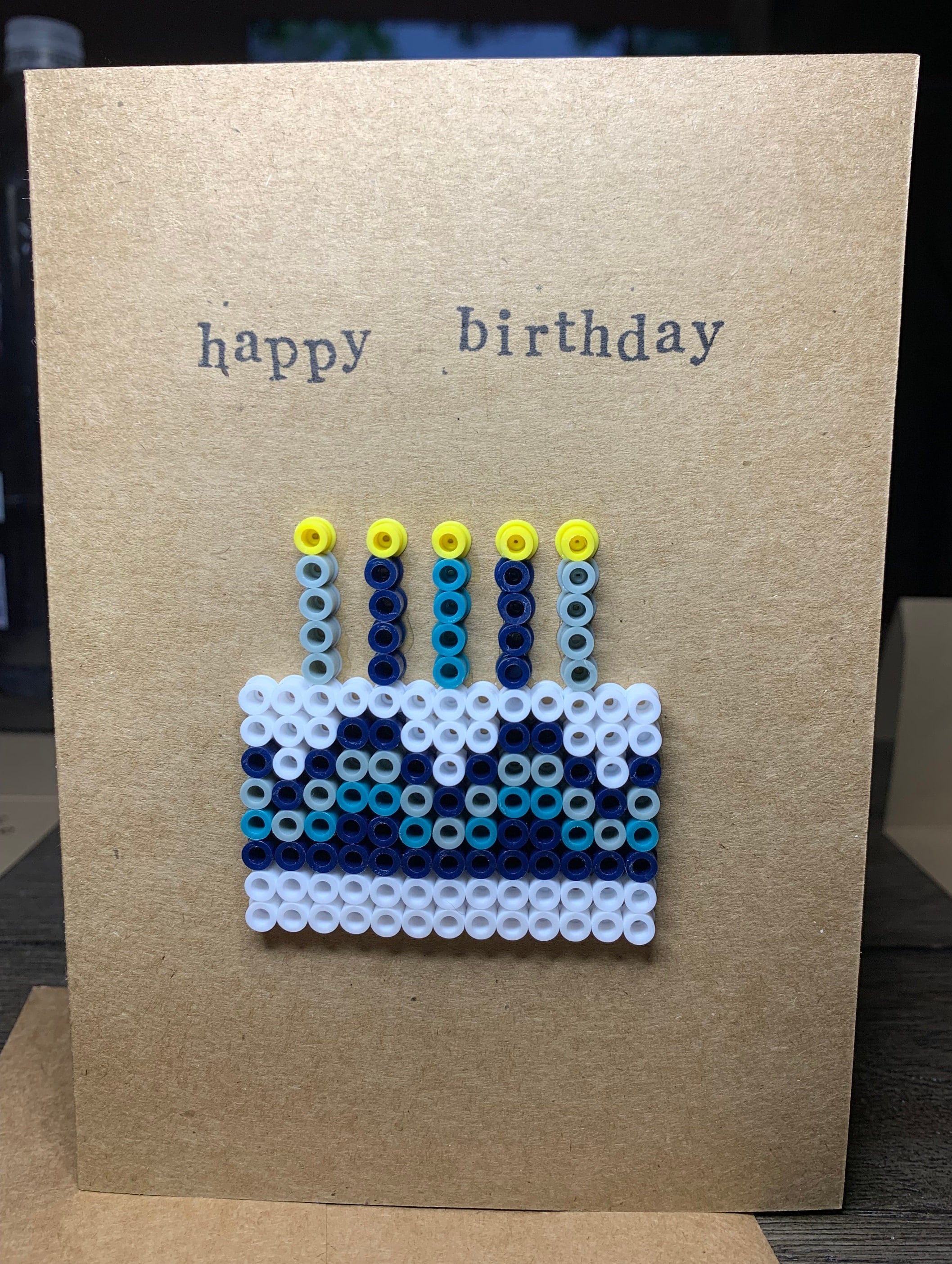 Birthday Cake Card Greeting Card Perler Beads 3D - Etsy