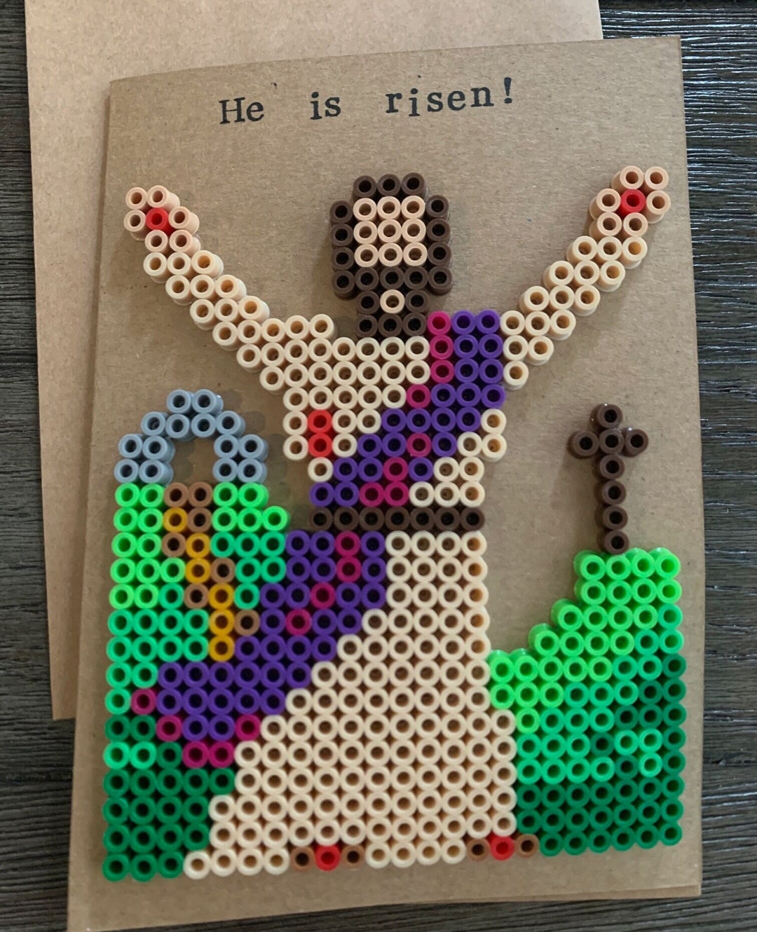 Easter Greeting Card, he is Risen Jesus 3D Perler Beads - Etsy