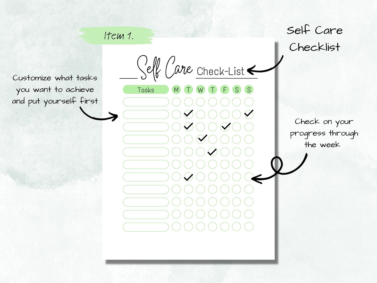 Self Care Planner Sheets|digital Self Care Checklist|mindfullness ...