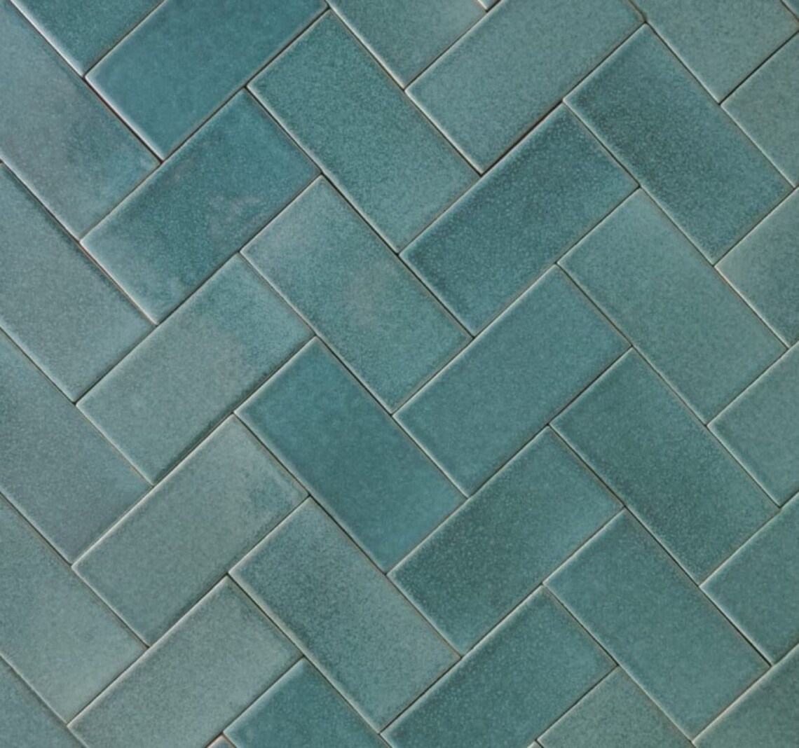 Ocean Green Metro Style Tiles for Kitchen Backsplash - Tiles 7 X 14 Cm ...