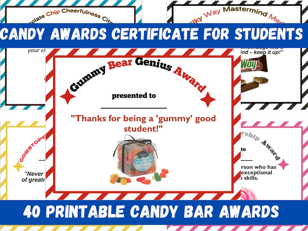 40 Printable Candy Bar Awards for Students or Colleagues, Candy Bar ...