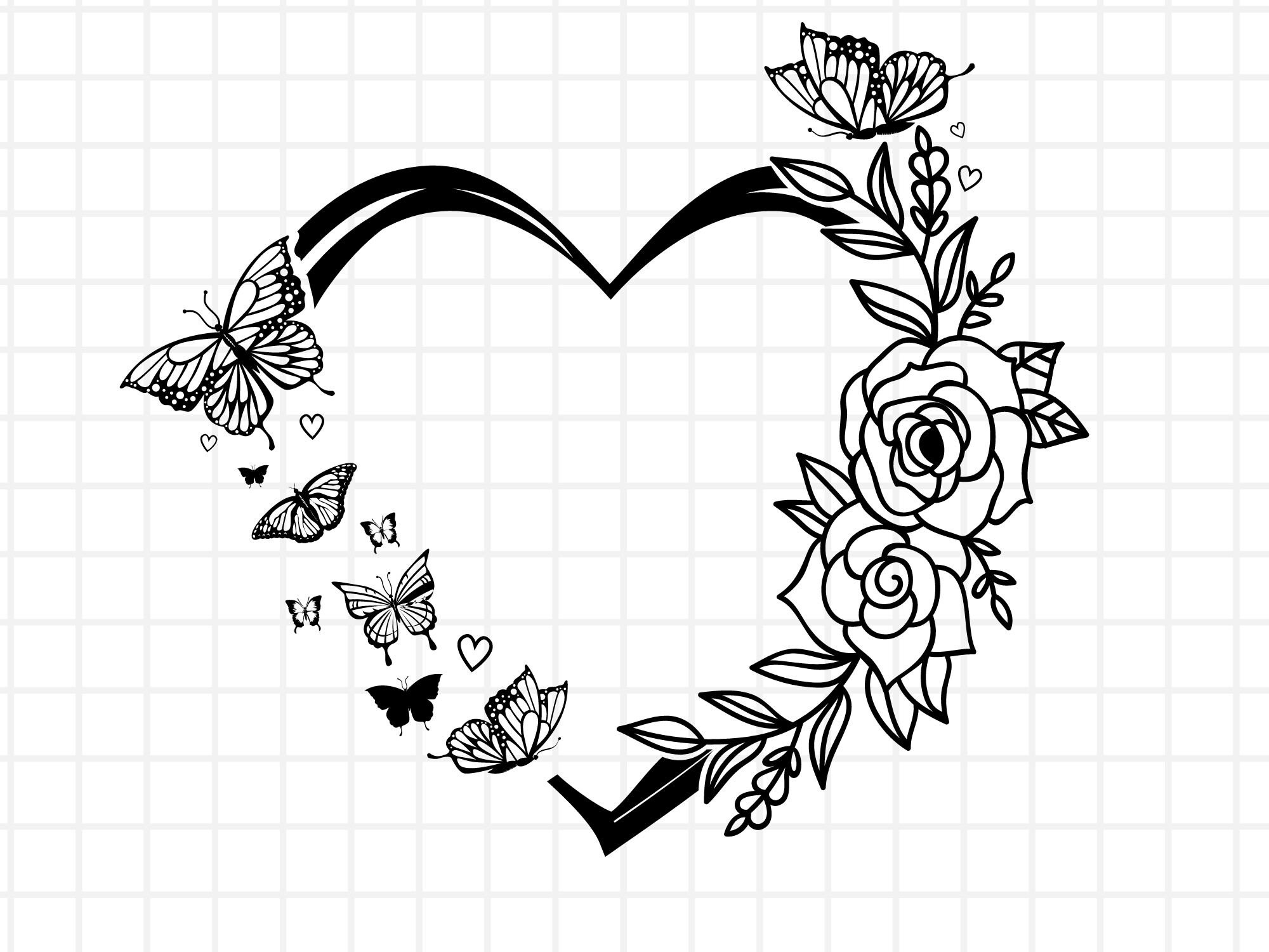 Drawings Of Butterflies And Hearts