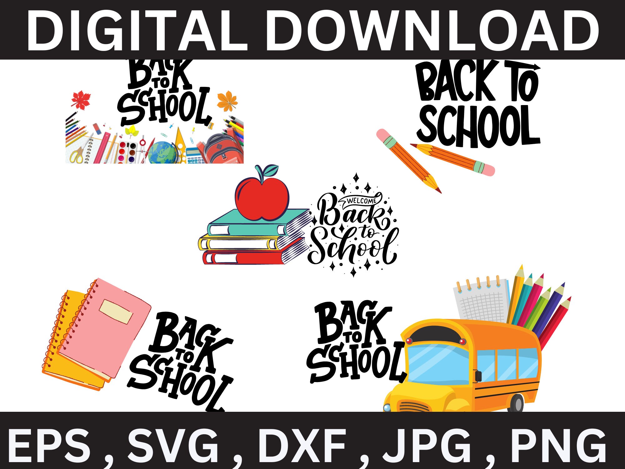 Back to School SVG Bundle School Supplies SVG Bundle School Supplies ...
