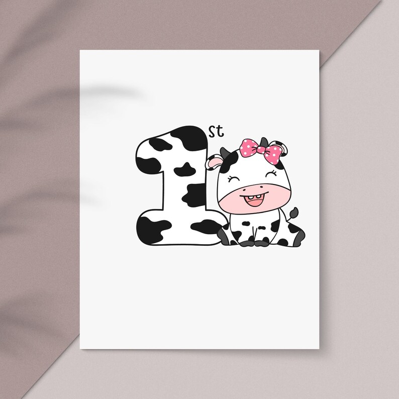 Cow Number Birthday Svg 1st Birthday Svg Cow Print Svg Birthday Girl ...