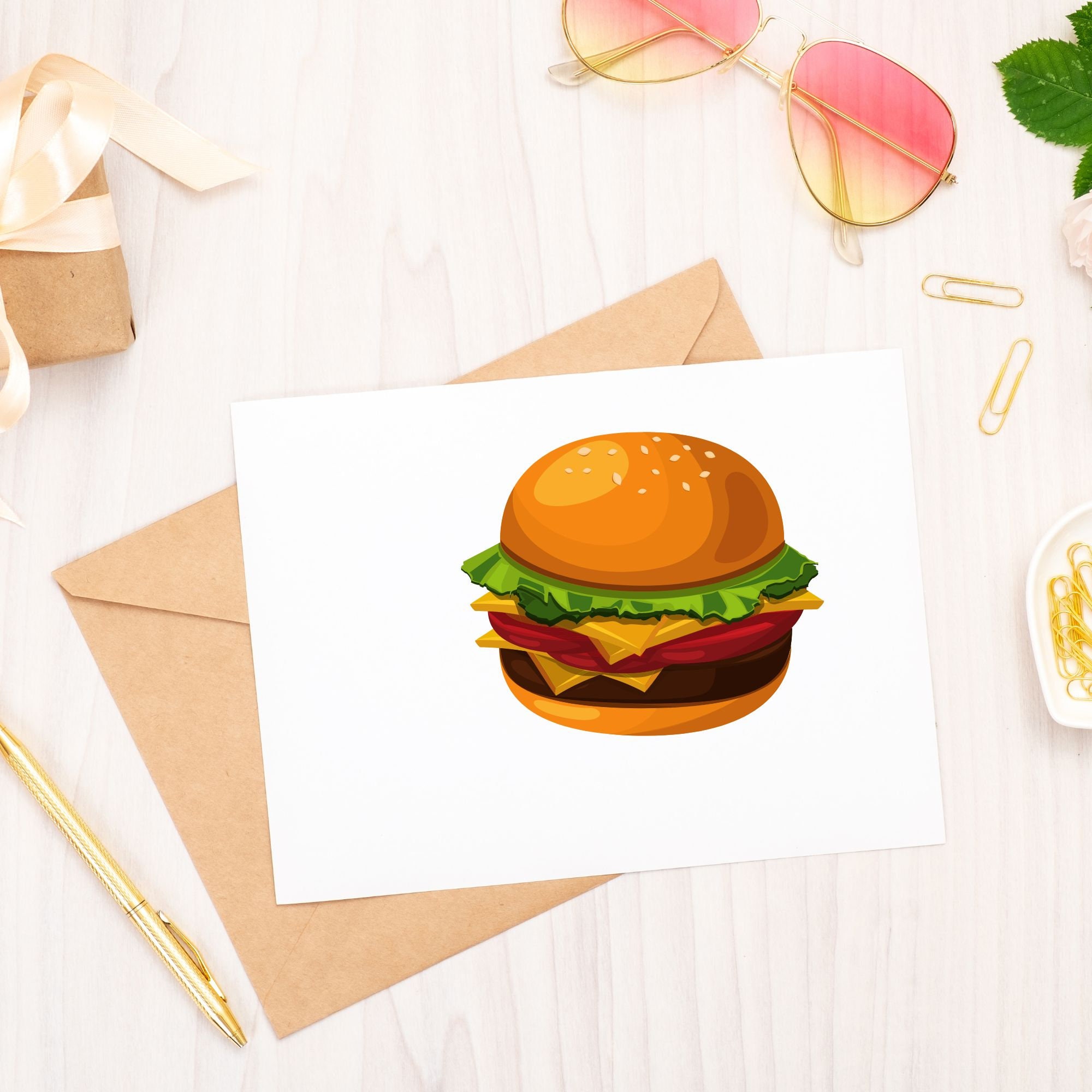 Hamburger Svg\ Burger Svg\ Cheeseburger Svg\ 6 Color Layered Hamburger ...