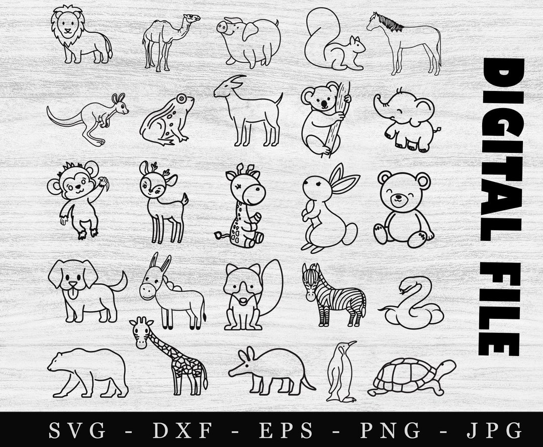 Animal Doodle Svg Bundle , Animal Svg , Cute Animal Svg , Baby Animals ...