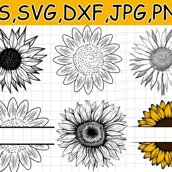 Half Sunflower Svg - Etsy