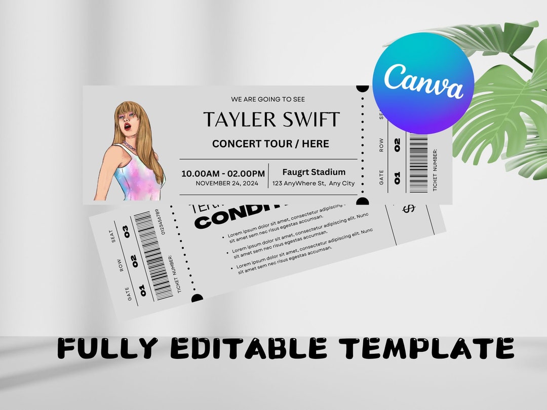 Concert Editable Ticket Template, Custom Concert Ticket Gift, DIY Event ...