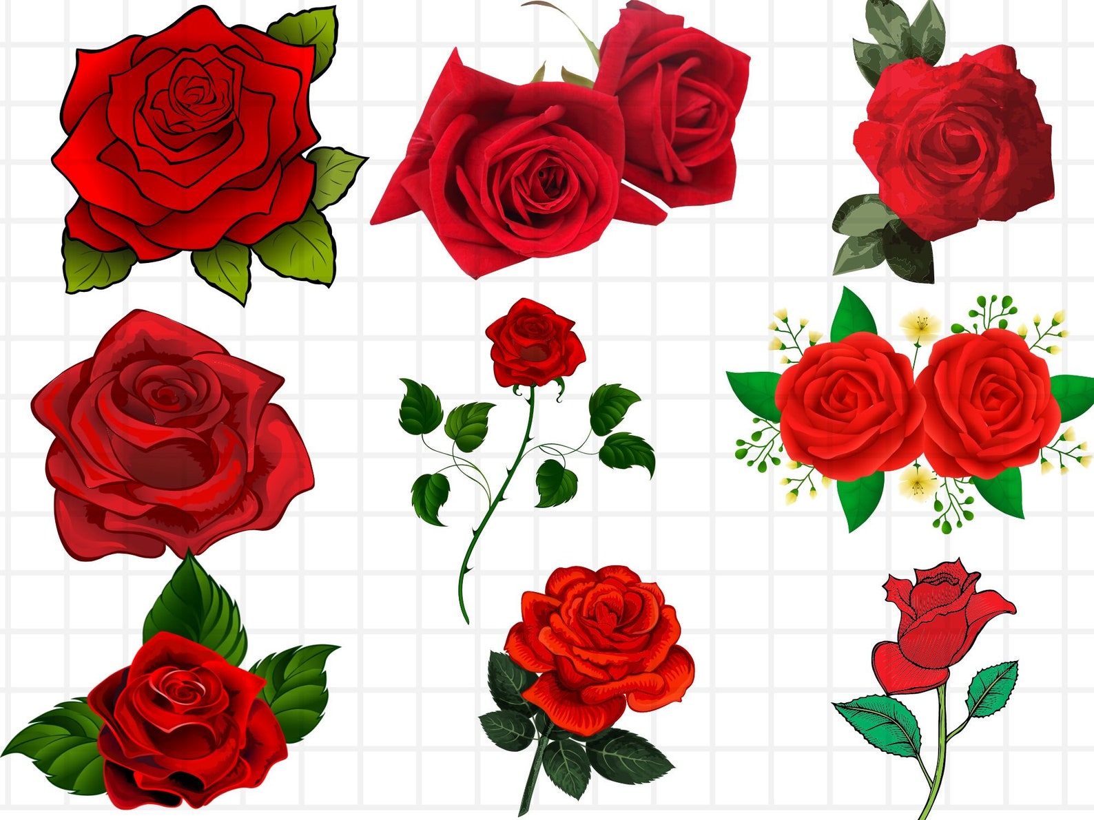 Red Rose SVG\ Rose SVG Bundle\ Red Rose Clipart\ Roses Template Svg ...