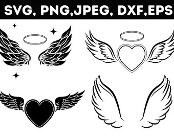 Angel Wings Svg, Eps, Dxf, and Png Files for Download - Etsy