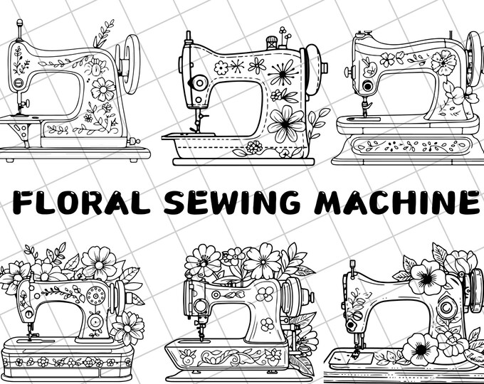 Sewing Machine Svg. Floral Sewing Machine Svg. Flower Sewing Machine ...