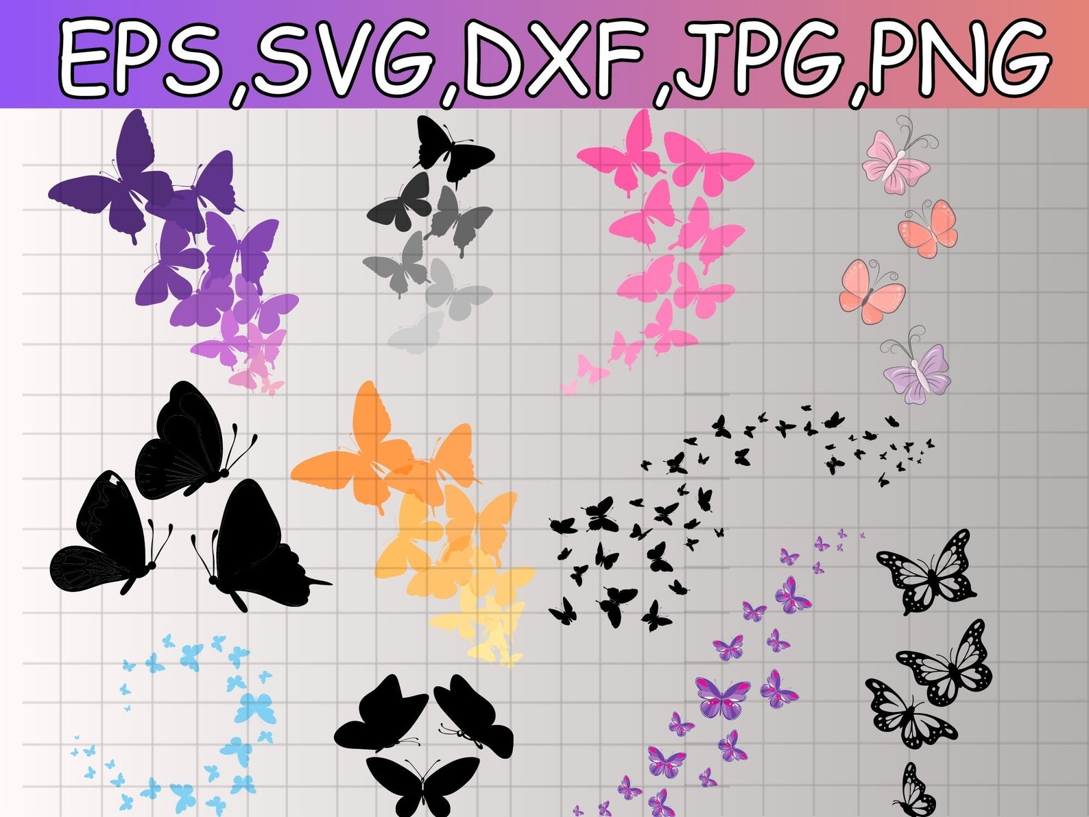 Flying Butterflies Svg Bundle Butterfly Silhouette Design - Etsy