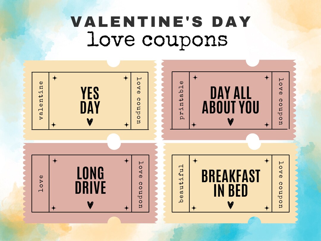 Valentine' Day Editable Love Coupons , Customizable Coupon for Freinds ...