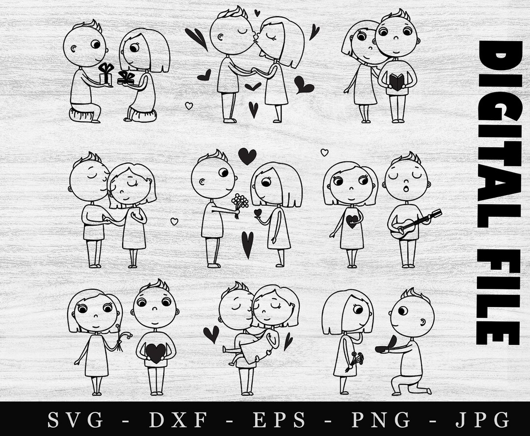 Couple Line Drawing Couple Svg Drawing Couple Etsy