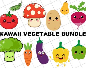 Kawaii Vegetables Clipart, Cute Cartoon Vegetables Clip Art, PNG & EPS ...