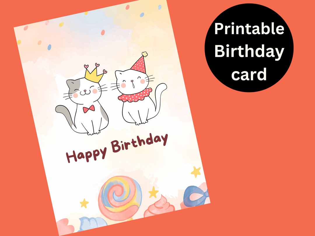 Happy Birthday Digital Printable Card\ Printable Card\ Digital Download ...