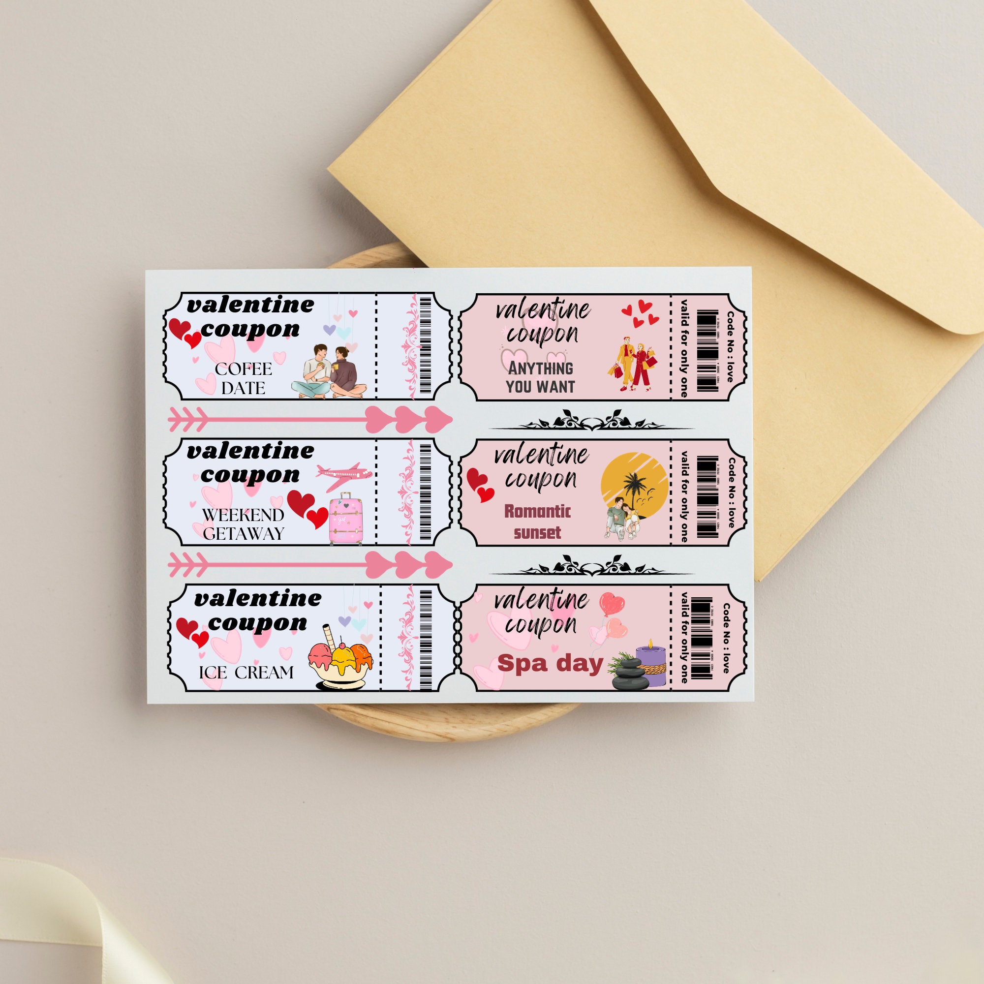 Printable Love Coupons, Printable Valentines Day Coupons, Love Coupons ...