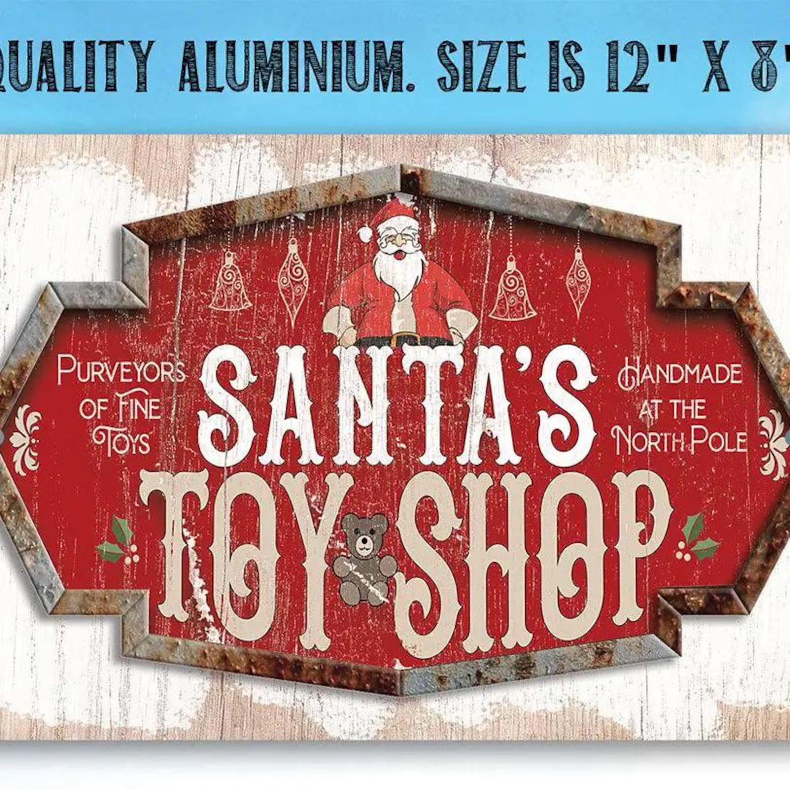 Metal Sign Santa's Workshop Wall Art 12 X 18 Christmas Vintage Sign - Etsy