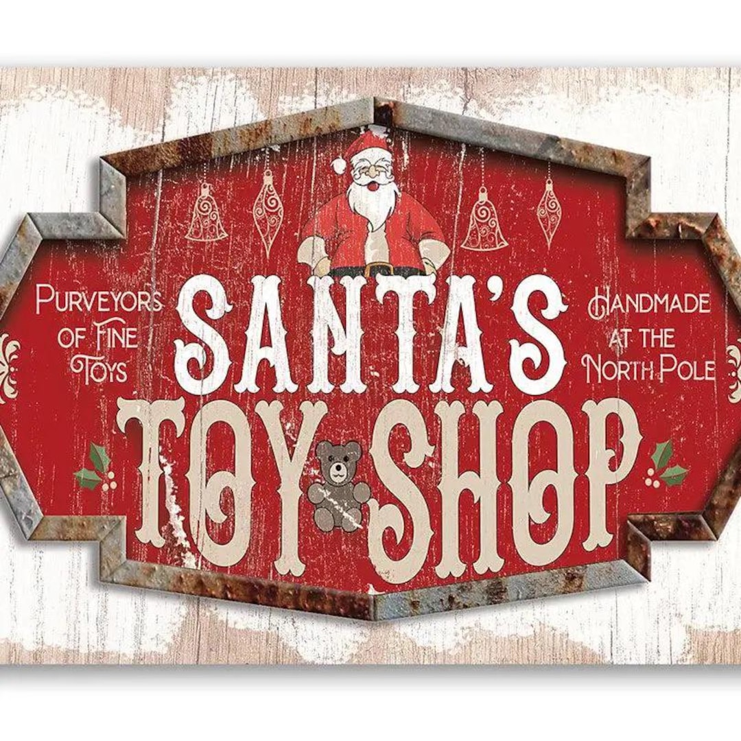 Metal Sign Santa's Workshop Wall Art 12 X 18 Christmas Vintage Sign - Etsy