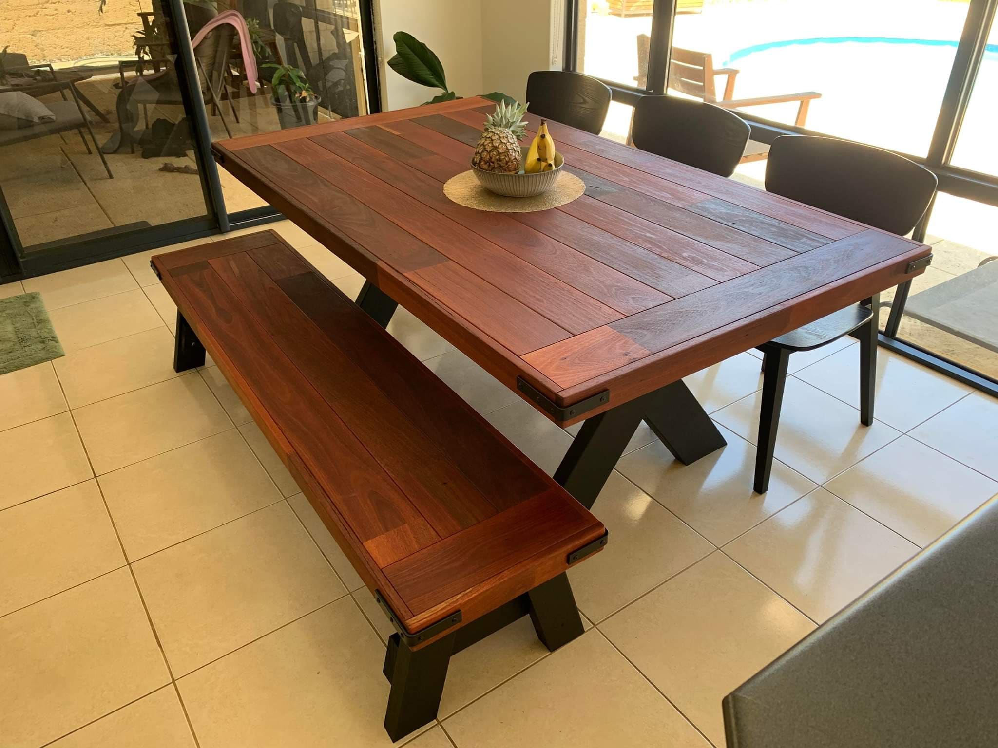 Beautiful, Solid and Rustic Alfresco Jarrah Timber Tables and Bench ...