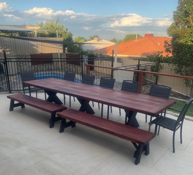 Beautiful, Solid and Rustic Alfresco Jarrah Timber Tables and Bench ...