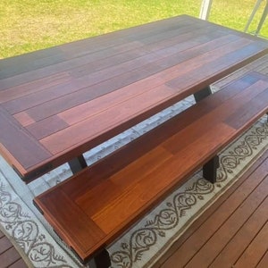 Beautiful, Solid and Rustic Alfresco Jarrah Timber Tables and Bench ...