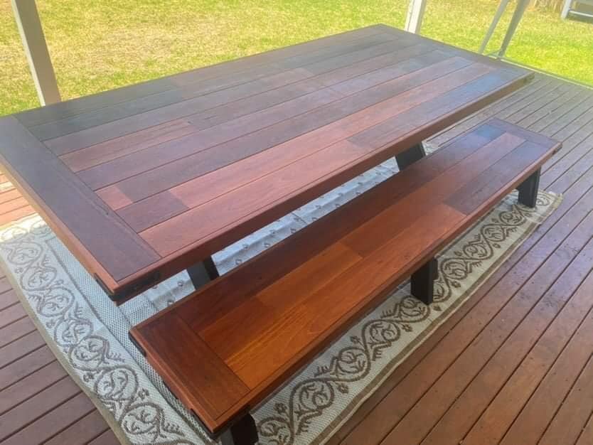 Beautiful, Solid and Rustic Alfresco Jarrah Timber Tables and Bench ...